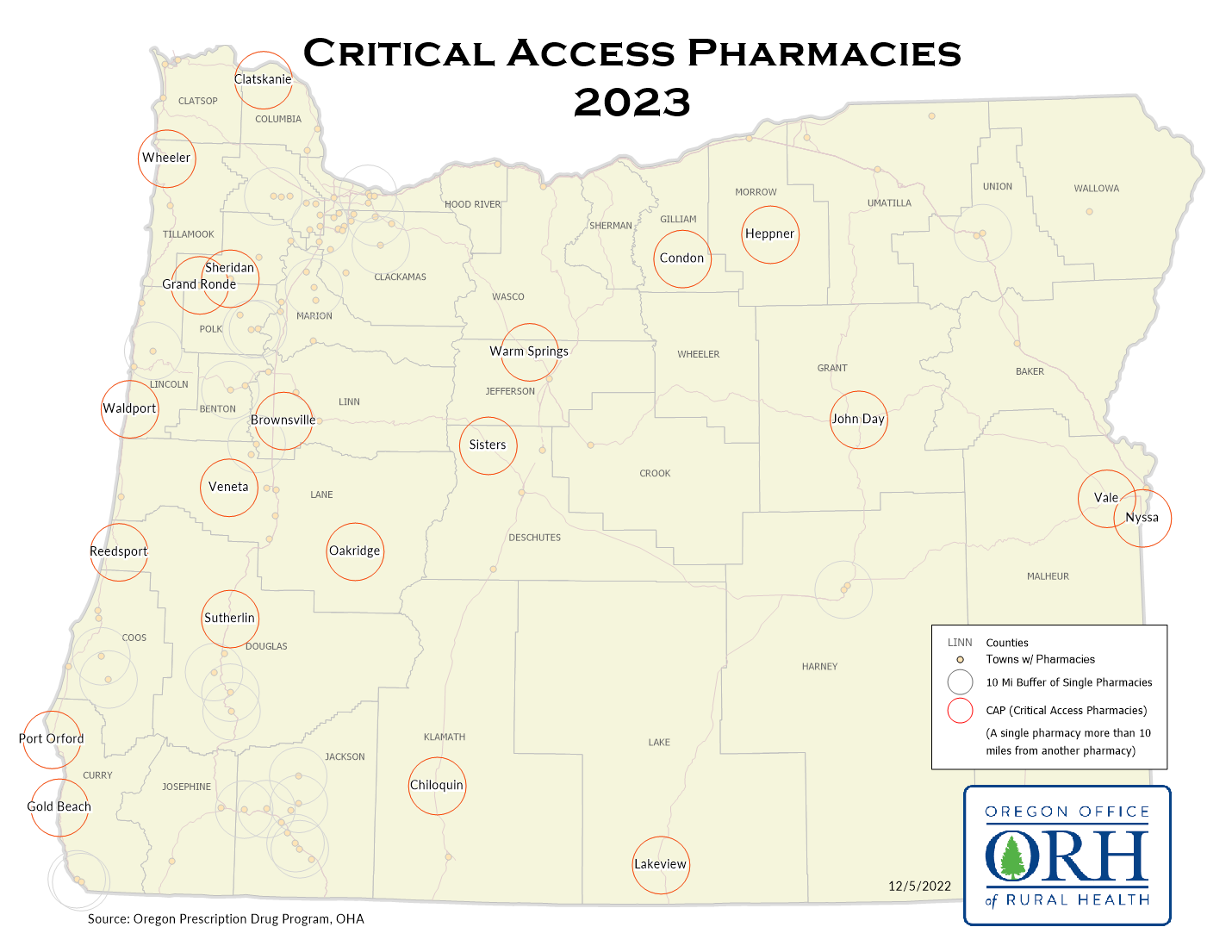 Critical Access Pharmacy Map | OHSU